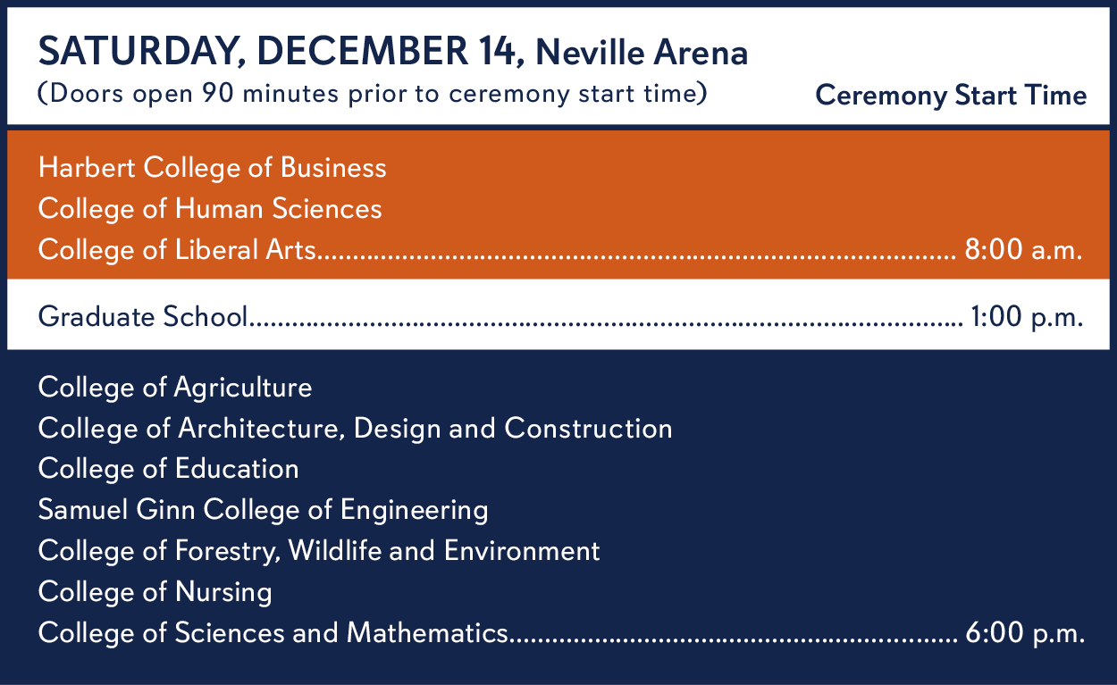Spring 2025 Commencement Ceremony Schedule